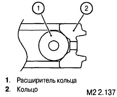Installing oil scraper and compression rings (Mitsubishi L200 4, 2005 ...