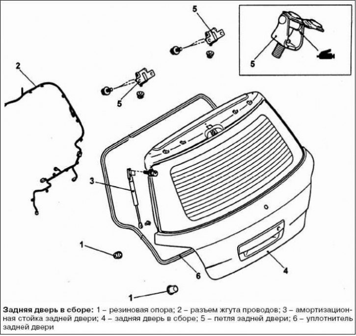 Removal and installation the rear door assembly (Mitsubishi Outlander 1 ...